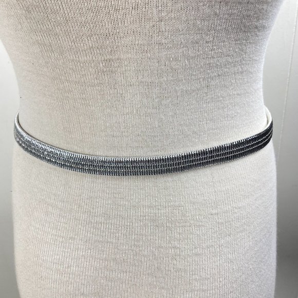 Vintage | Accessories | Vintage Elegant Silver Metallic Stretch Belt ...